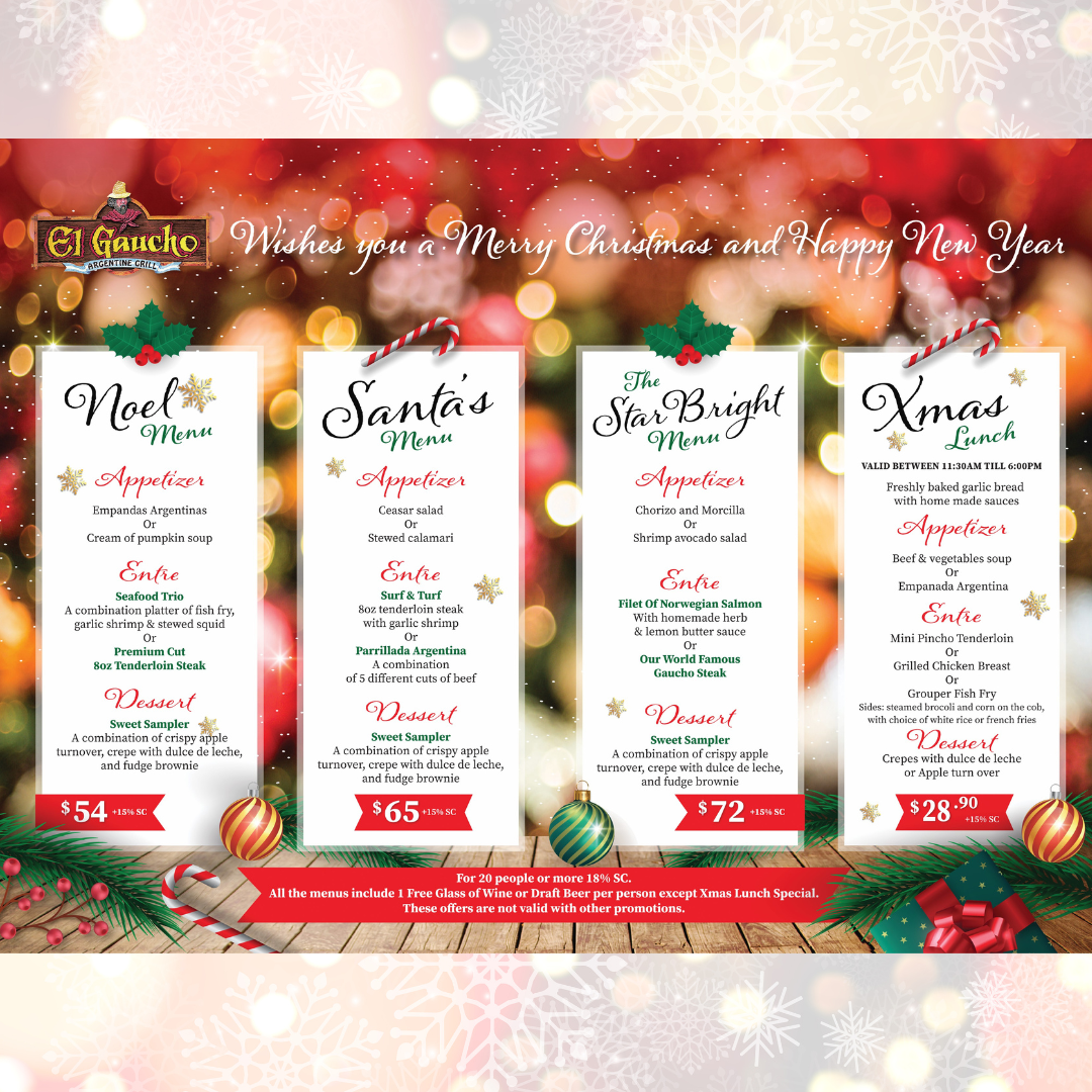El Gaucho's Special Holiday Menus - VisitAruba.com